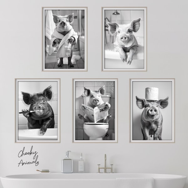 Bath Pig Wall Art - Etsy UK