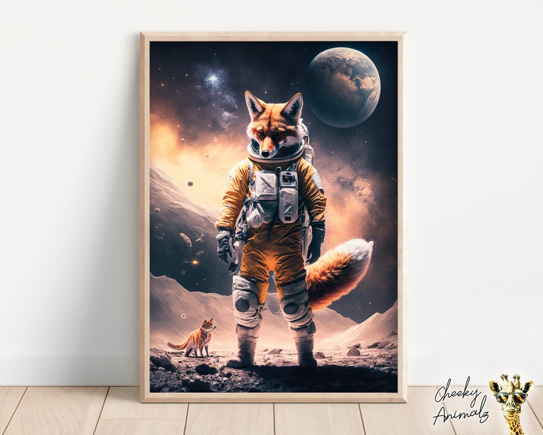 Astronaut Fox, Futuristic Animal Wall Art Print, Fox in a Spacesuit ...