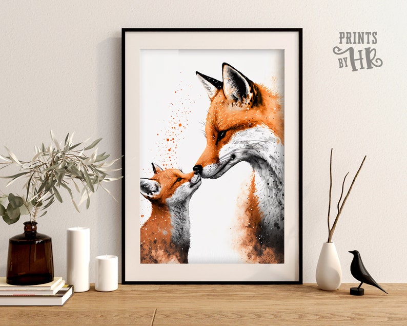 Mama Fox and Little Fox Cute Animal Print Mommy and Me - Etsy