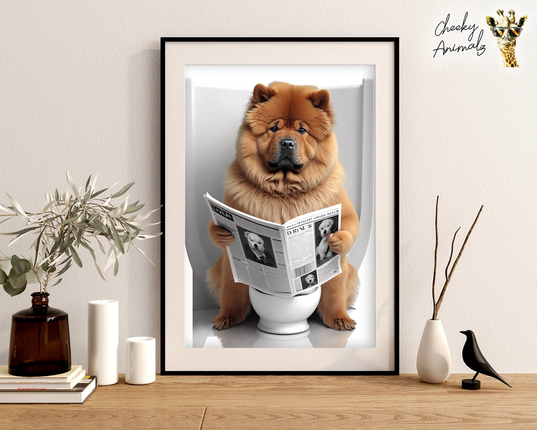 Chow Chow Sitting on the Toilet Reading a Newspaper Funny - Etsy