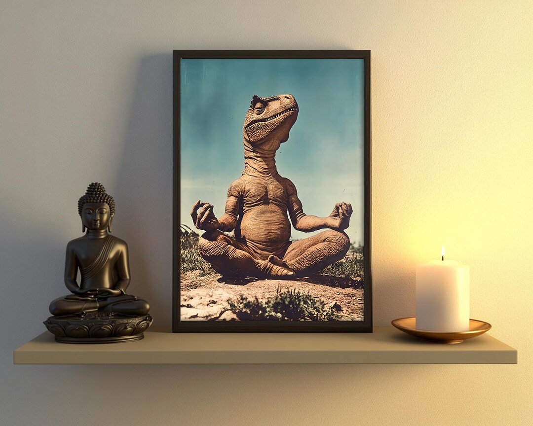 Yoga T-rex, Funny Animal Yoga Wall Art, Meditation, Cute Kids Nursery ...