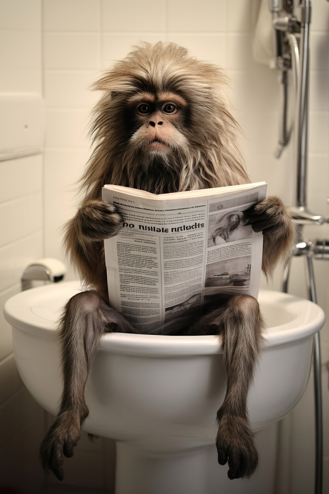 Funny Tamarin Monkey Bathroom Print: Toilet Wall Art (digital Download ...