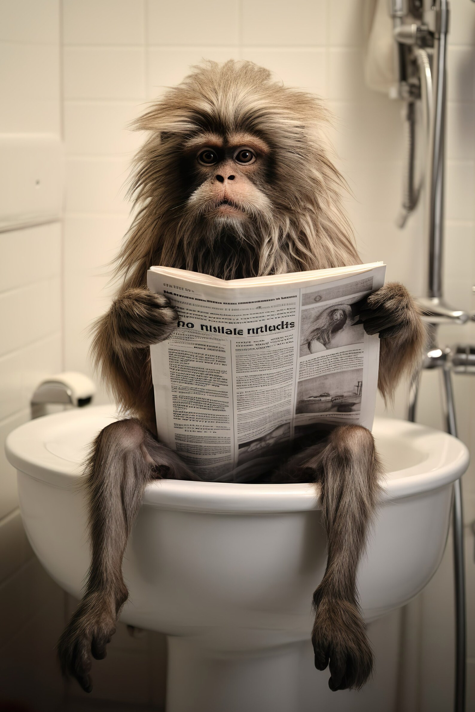 Funny Tamarin Monkey Bathroom Print: Toilet Wall Art (digital Download ...