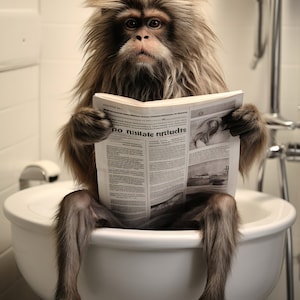 Funny Tamarin Monkey Bathroom Print: Toilet Wall Art (digital Download ...