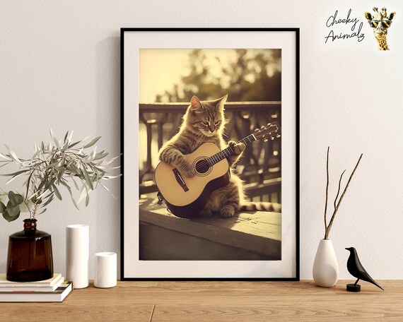 Cat Playing Acoustic Guitar