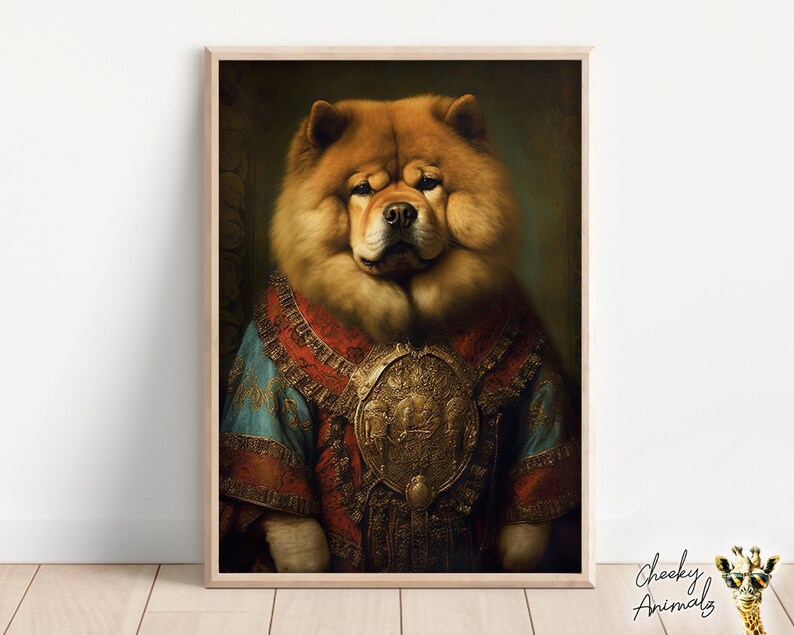 Aristocratic Chow Chow, Funny Dog Wall Art, Renaissance Painting, Dog ...