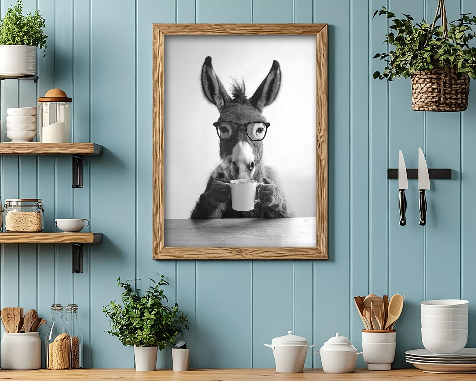Funny Donkey Coffee Print: Vintage Style Kitchen Art (digital Download ...