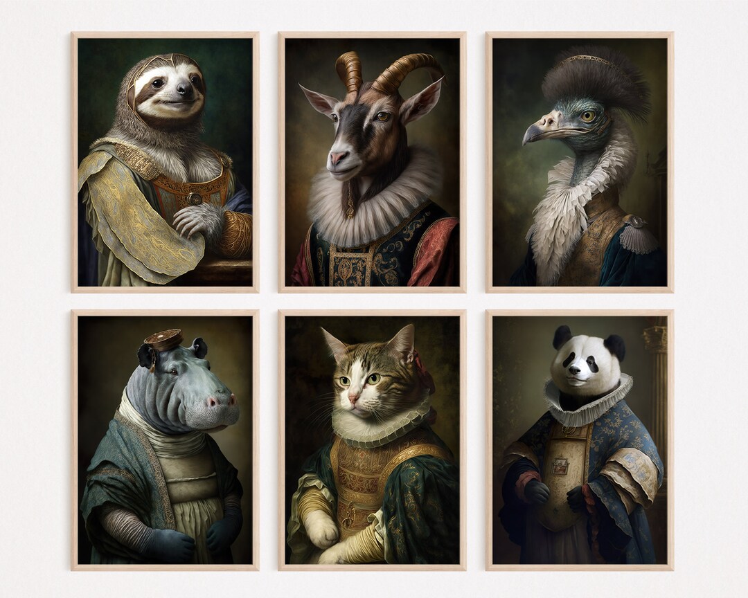 Renaissance Animal Portrait Prints: Aristocratic Pet Art Bundle ...