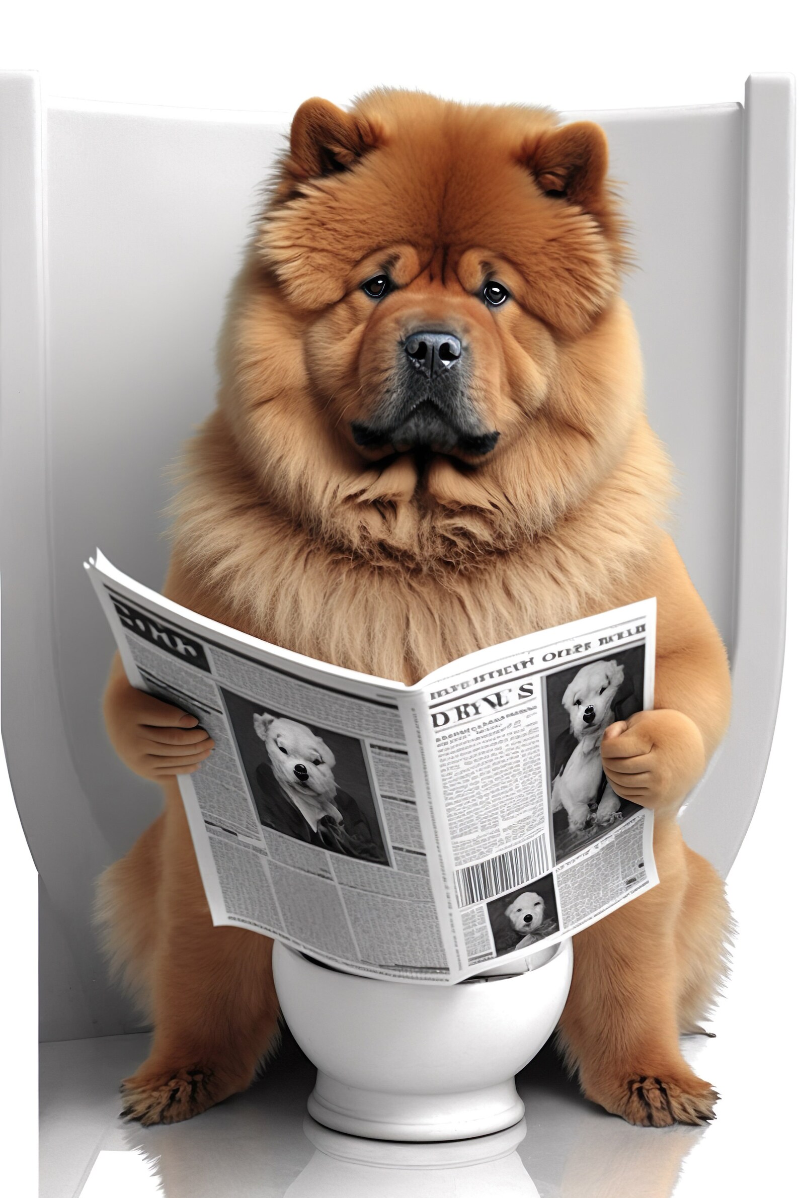 Chow Chow Sitting on the Toilet Reading a Newspaper Funny - Etsy