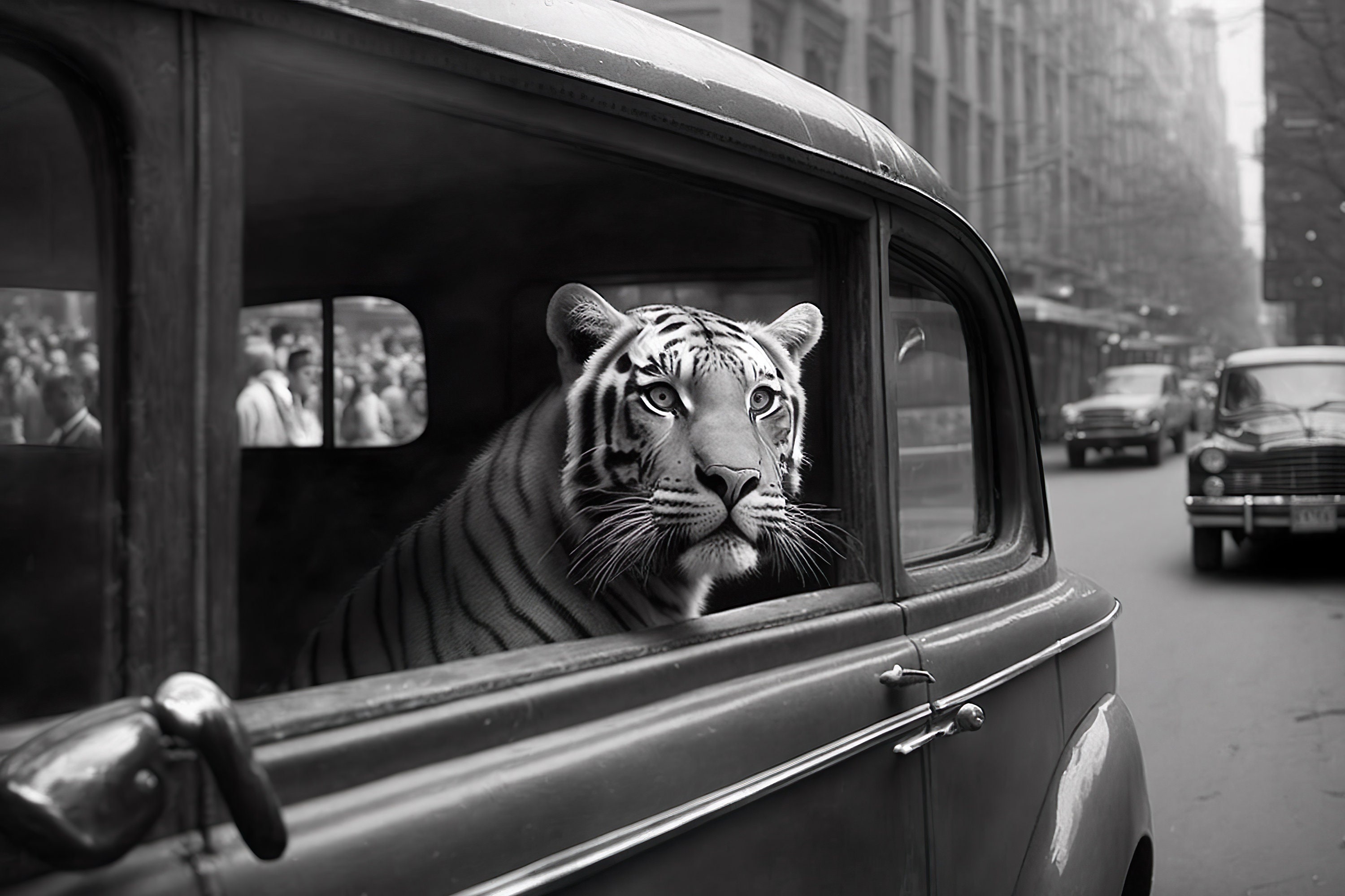 Tiger Riding in a Car in New York City Tiger Comes to Town - Etsy