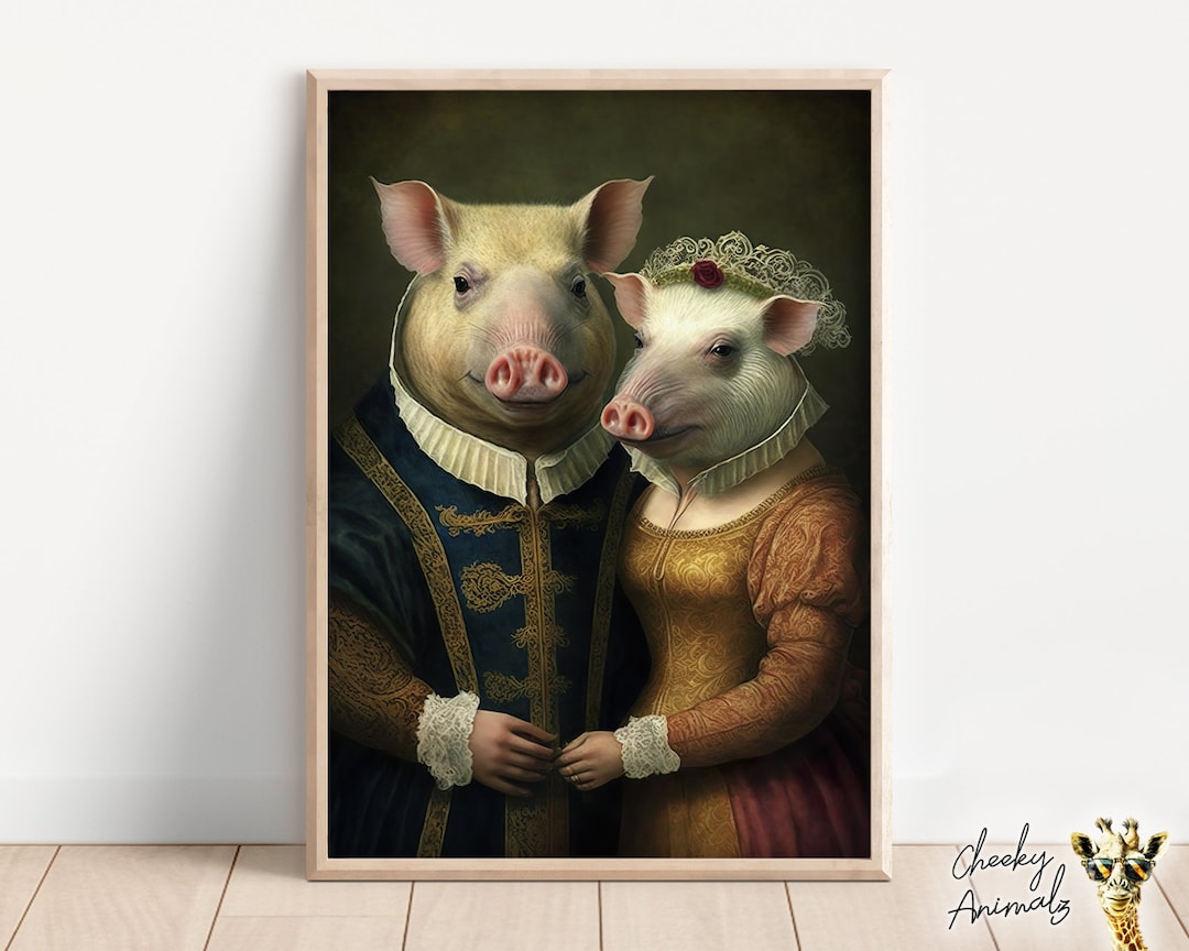 Aristocratic Pig Couple Print: Funny Renaissance Animal Art (digital ...