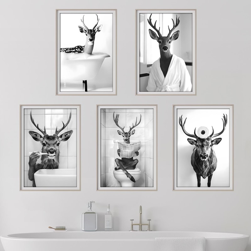 Bathroom Signs With Deer - Etsy