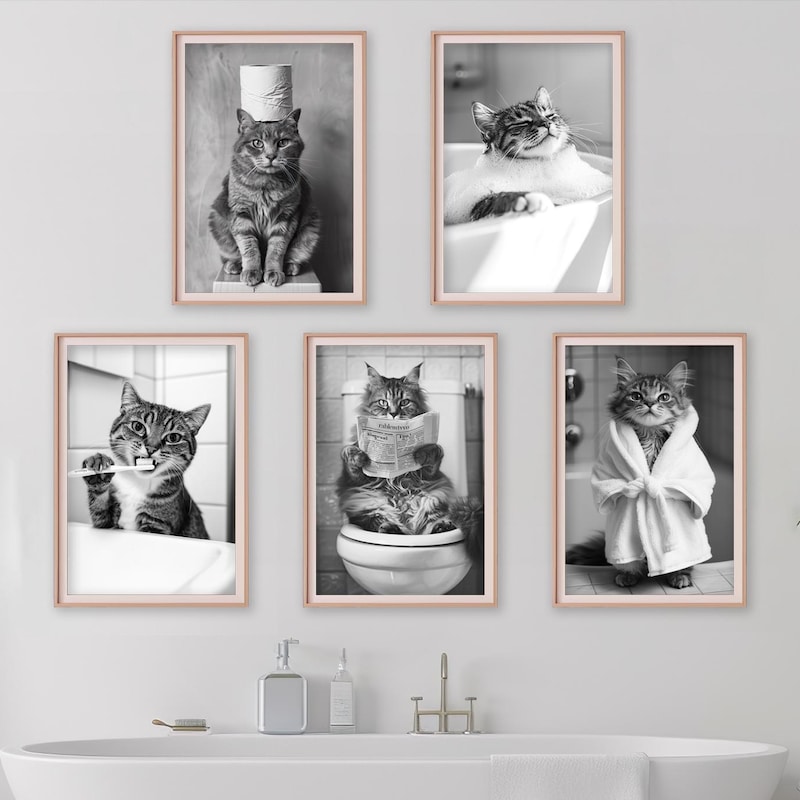 Funny Retro Cat Print - Etsy