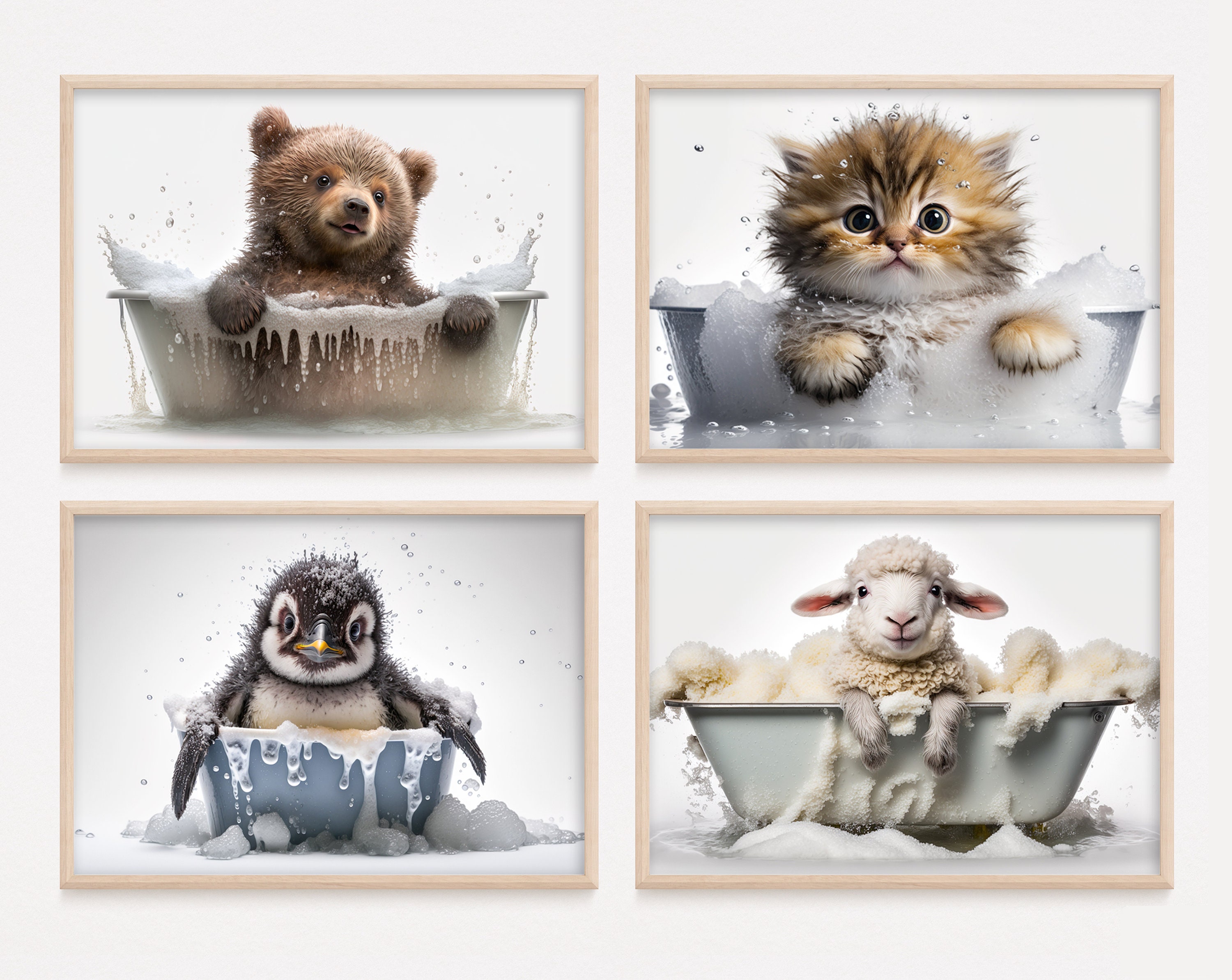Cute Baby Animals in Bathtub Bundle of 8 Funny Animal - Etsy