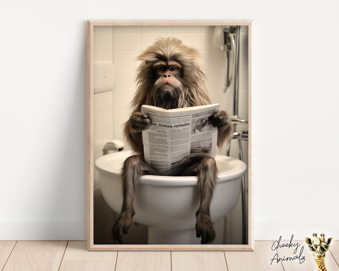 Funny Tamarin Monkey Bathroom Print: Toilet Wall Art (digital Download ...