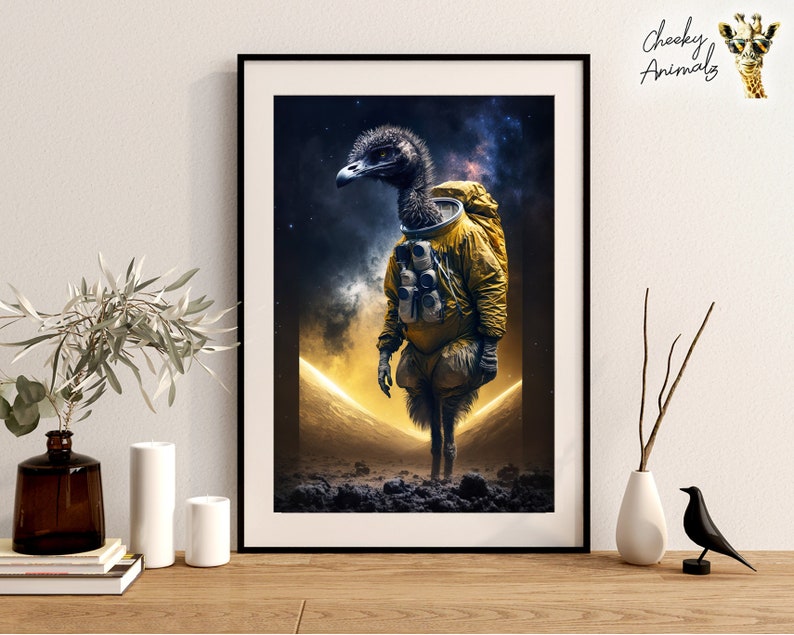 Astronaut Emu Art Print: Funny Animal in Space (digital Download) - Etsy