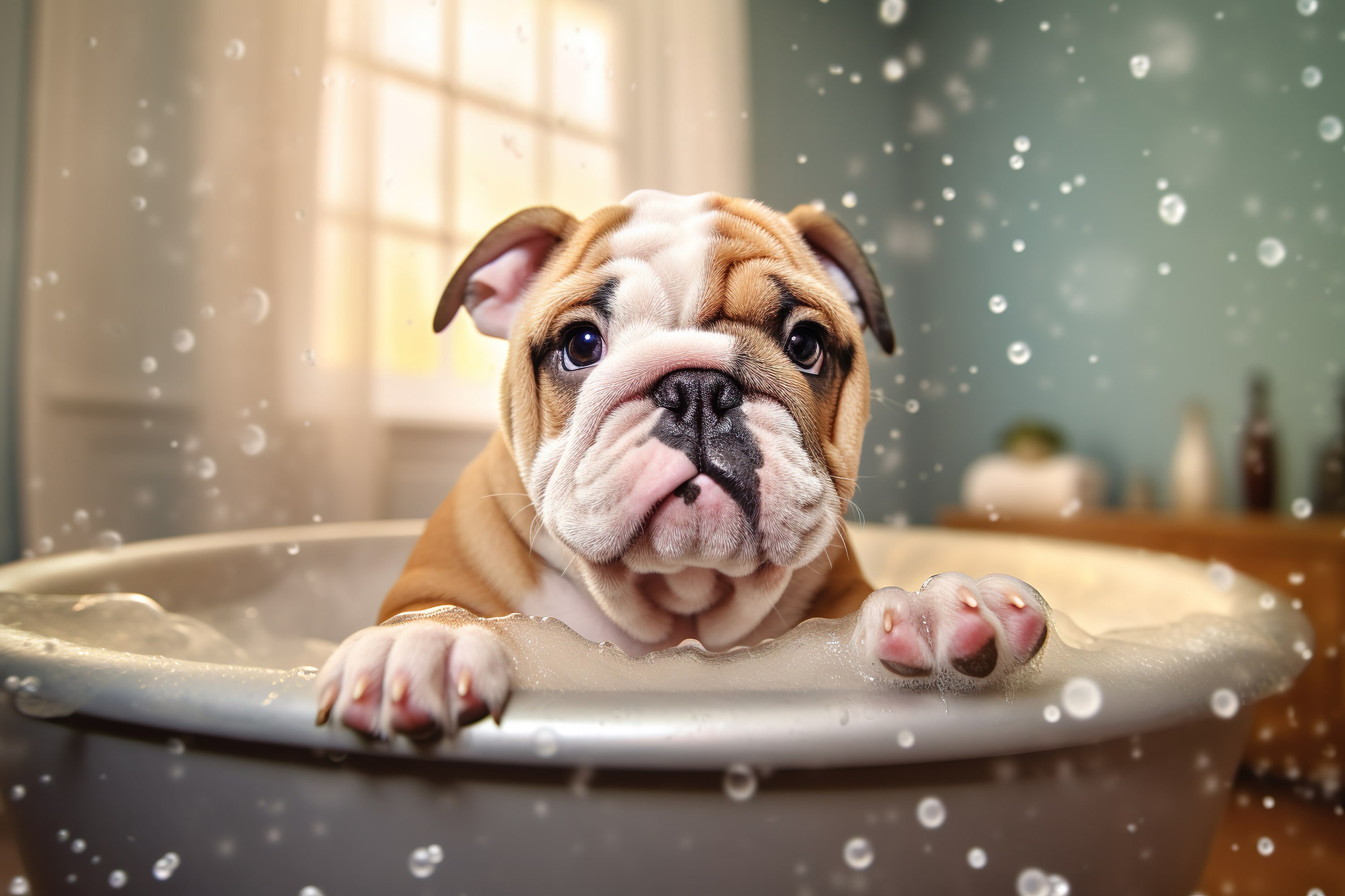 Bulldog Pup in the Bathtub Cute Dog Photograph Bulldog in - Etsy
