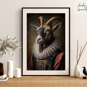 Aristocratic Goat, Funny Animal Wall Decor, Renaissance Painting, Goat ...