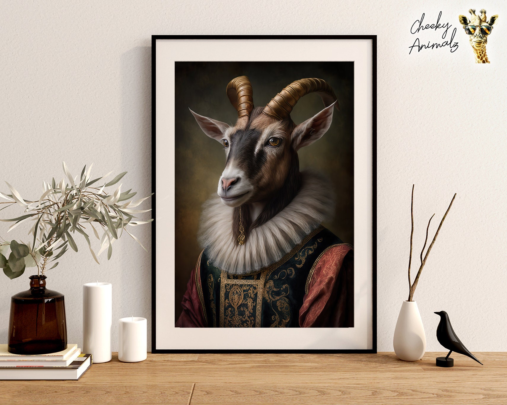 Aristocratic Goat Funny Animal Wall Decor Renaissance - Etsy