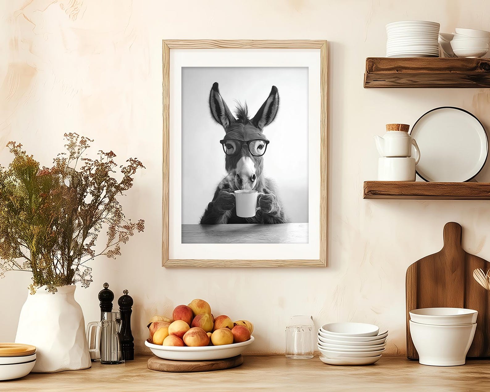 Funny Donkey Coffee Print: Vintage Style Kitchen Art (digital Download ...
