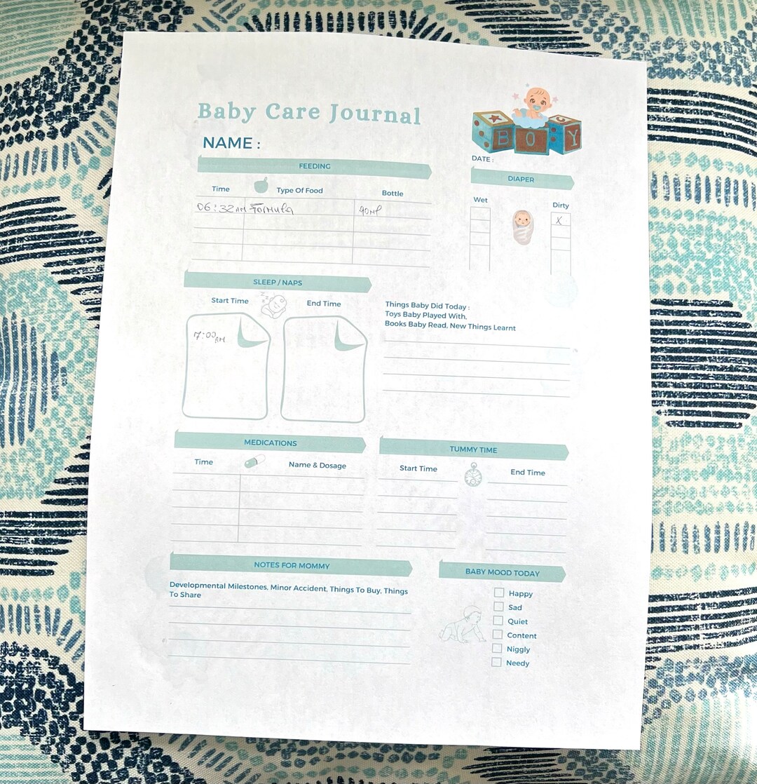 Baby Care Guide Baby Daily Log Tracker Newborns Chart for - Etsy