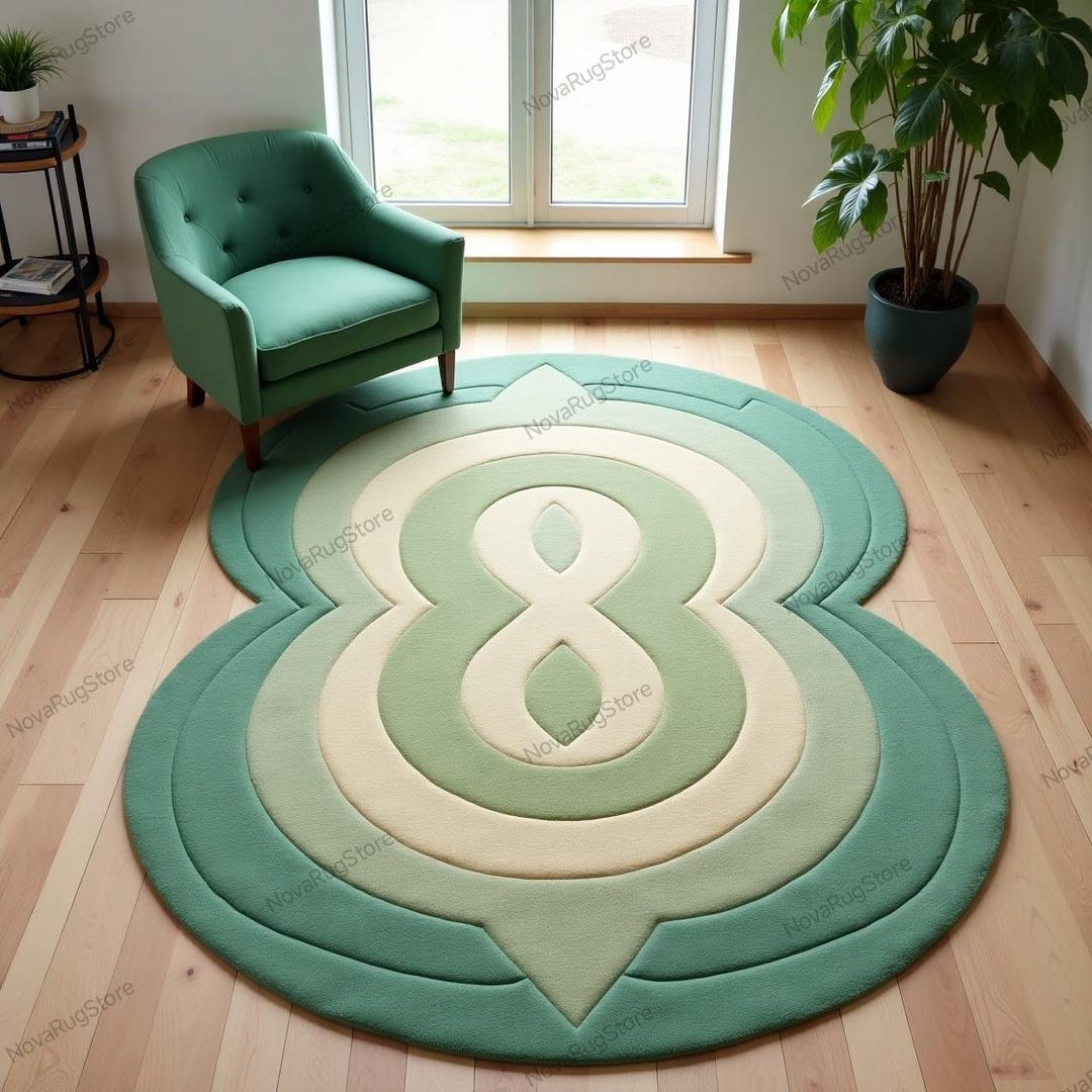 Green and Beige Oval Shaped Area Rug-customize Carpet Design for ...