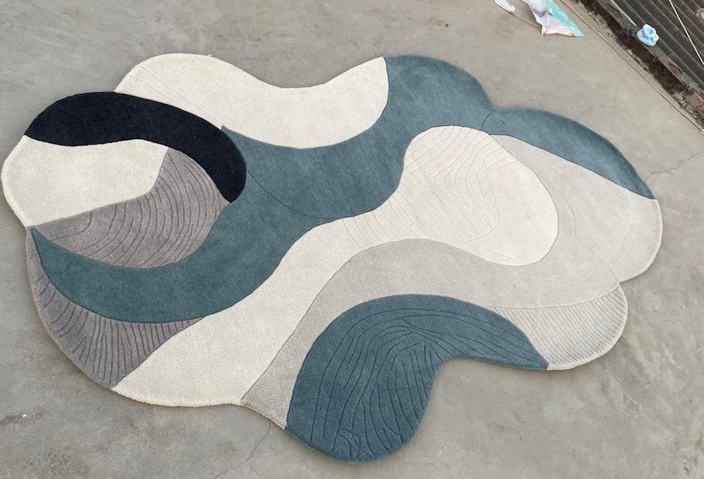 Amoeba Irregular Shape Rug Hand Tufted Rug Woolen Rug 3x5 4x6 5x8 6x9 ...
