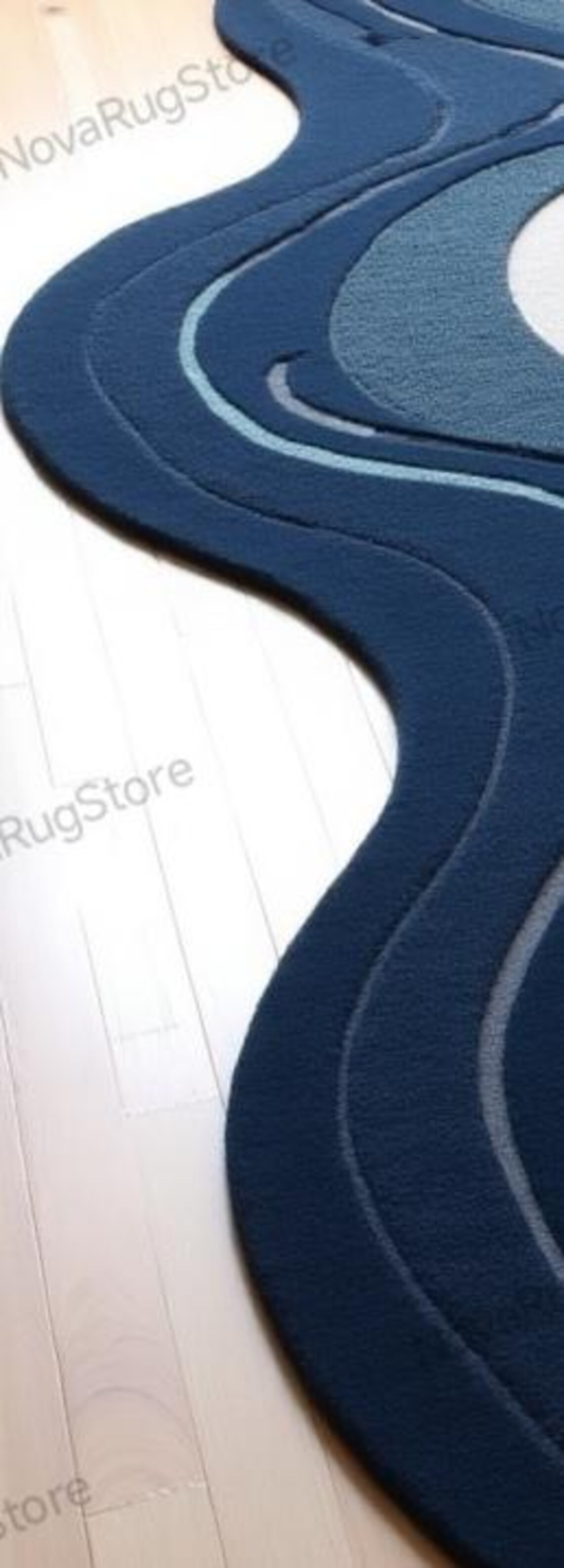 Modern Wave Pattern Tufted Rug Ocean Inspired Handmade Carpet, Blue ...