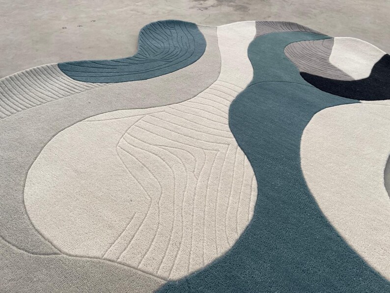 Amoeba Irregular Shape Rug Hand Tufted Rug Woolen Rug 3x5 4x6 5x8 6x9 ...