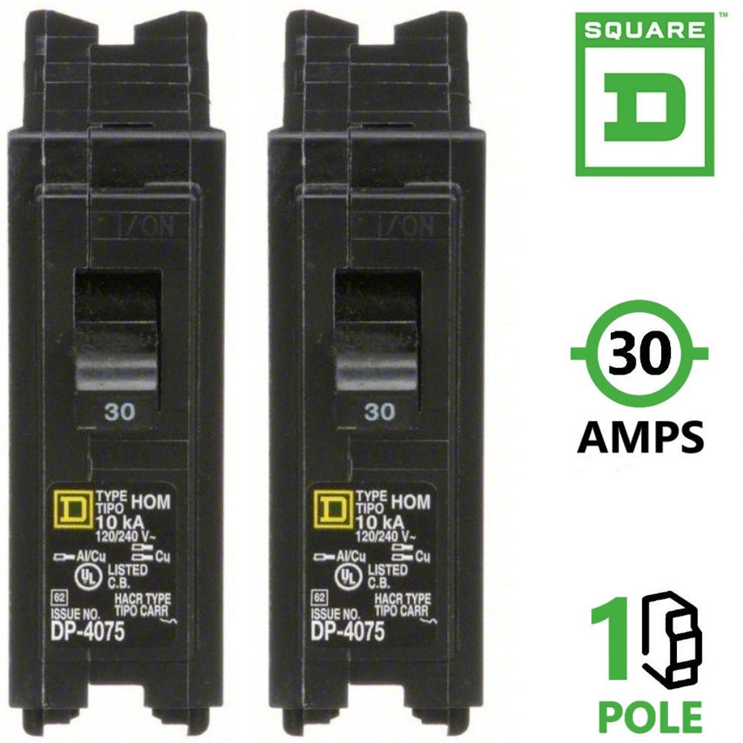 Square D 30 Amp Circuit Breaker HOM130 Homeline Single Pole, 120V, 2 ...