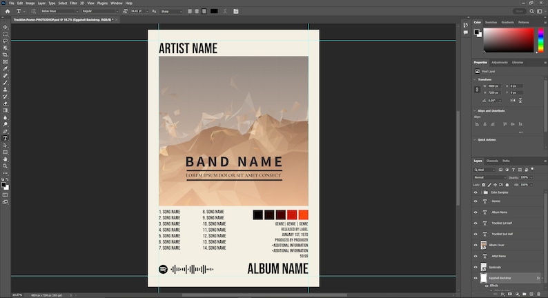 Album Art Tracklist Poster Template (fully Editable) .PSD + .AFDESIGN ...