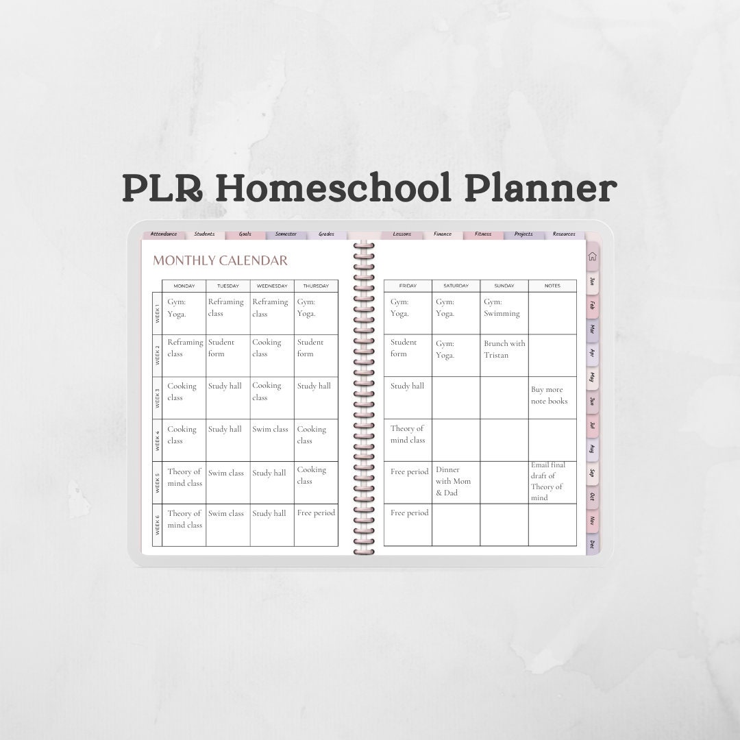 PLR Homeschool Planner, PLR Digital Planner, PLR Printable Planner, Plr ...