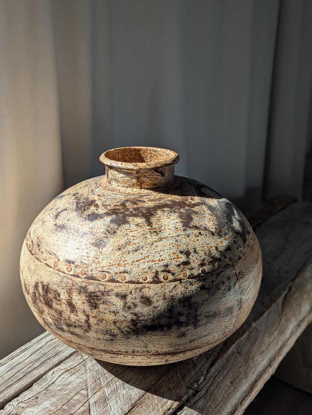 Large Vintage Indian Iron Water Pot - Etsy