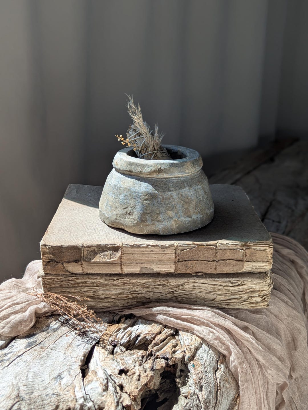 Vintage Light Gray Stone Pickle Pot - Etsy