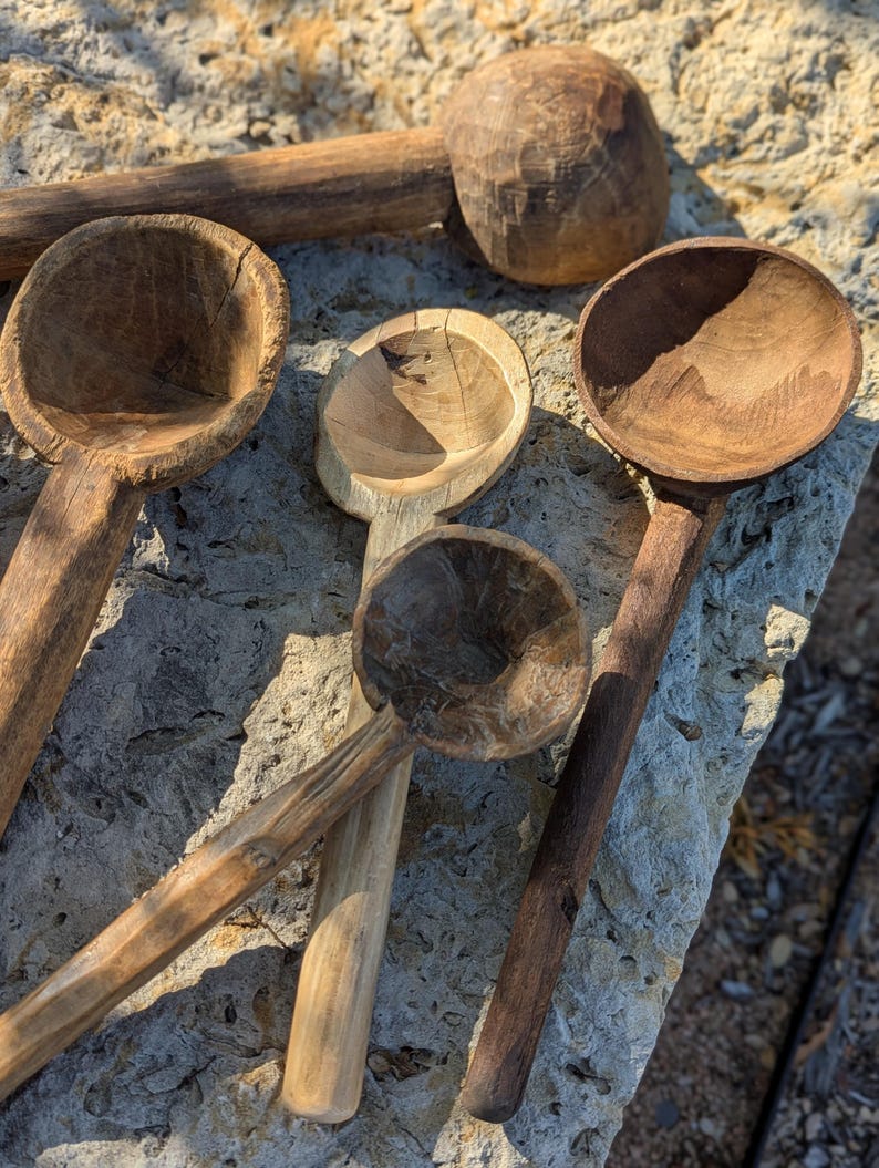 Vintage Rustic Wooden Spoons - Etsy