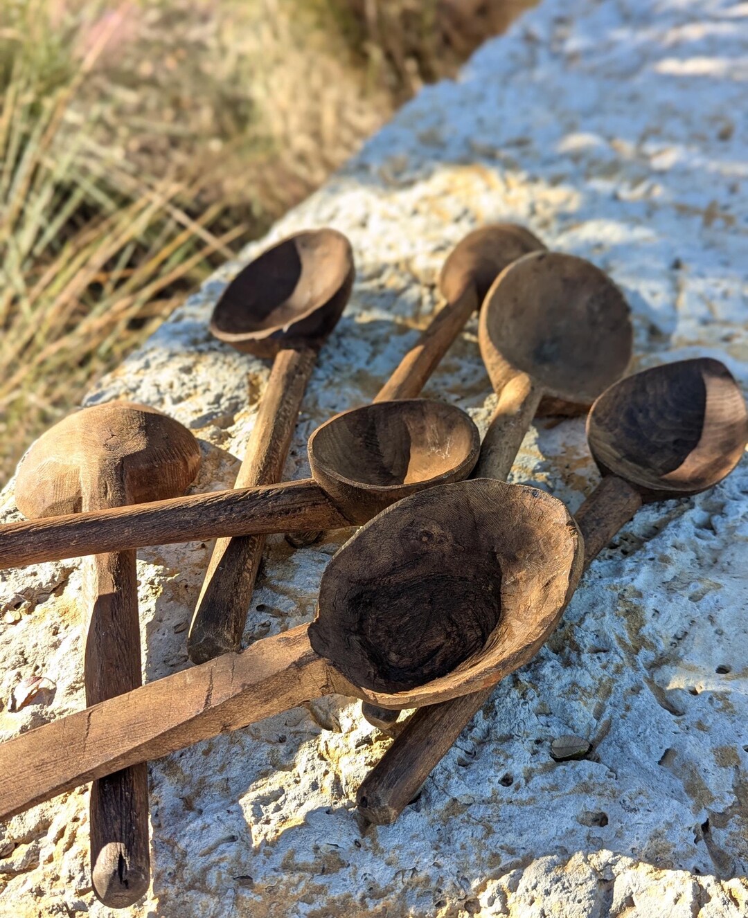 Large Vintage Rustic Wooden Spoons - Etsy