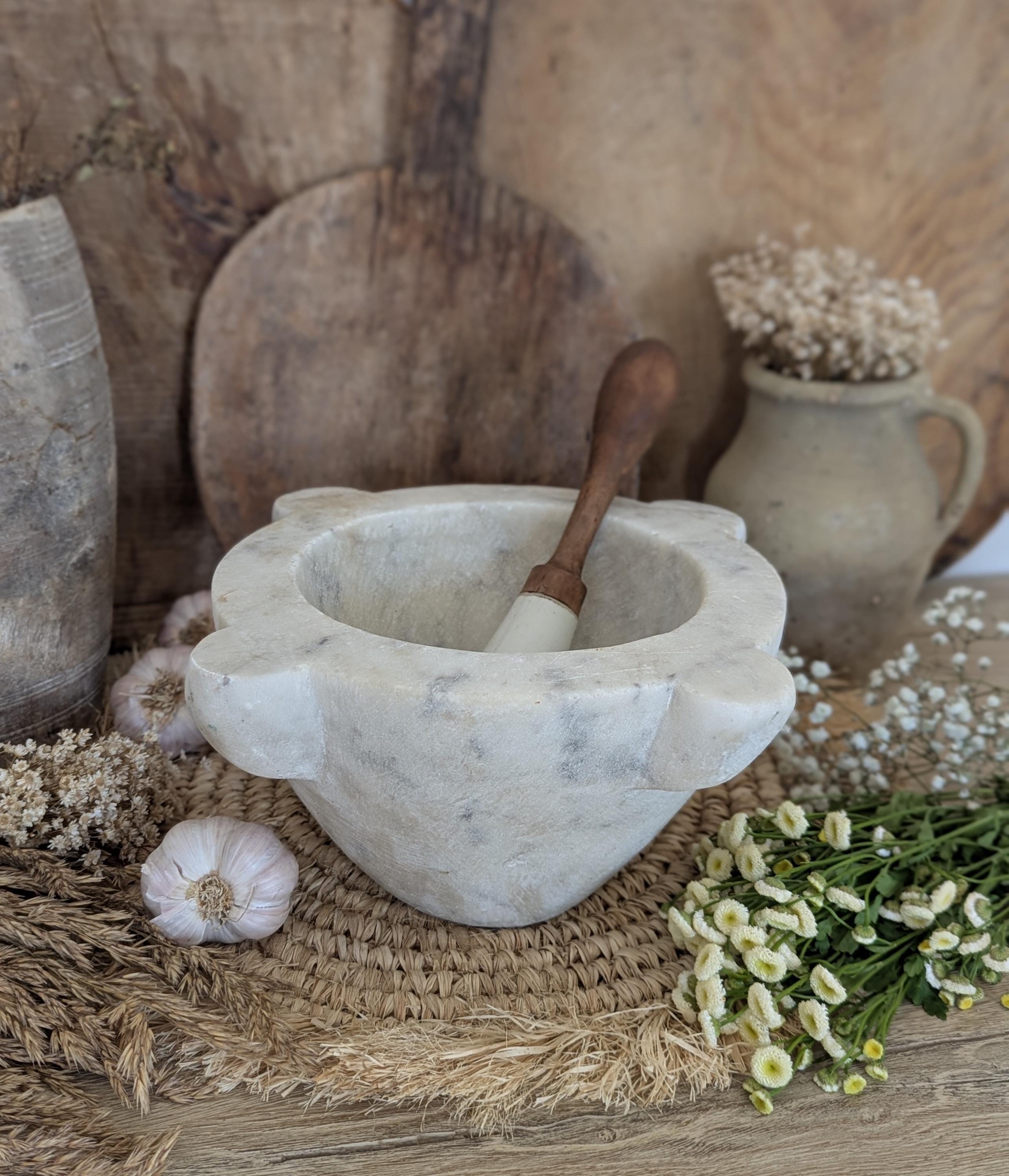 Extra Large French Antique Marble Mortar & Pestle - Etsy