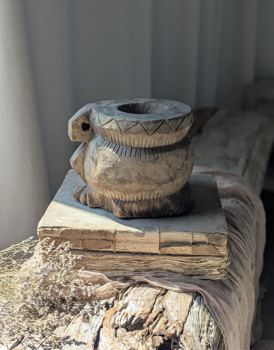 Rustic Primitive Hand Carved Mug/ Vintage Wooden Mortar - Etsy