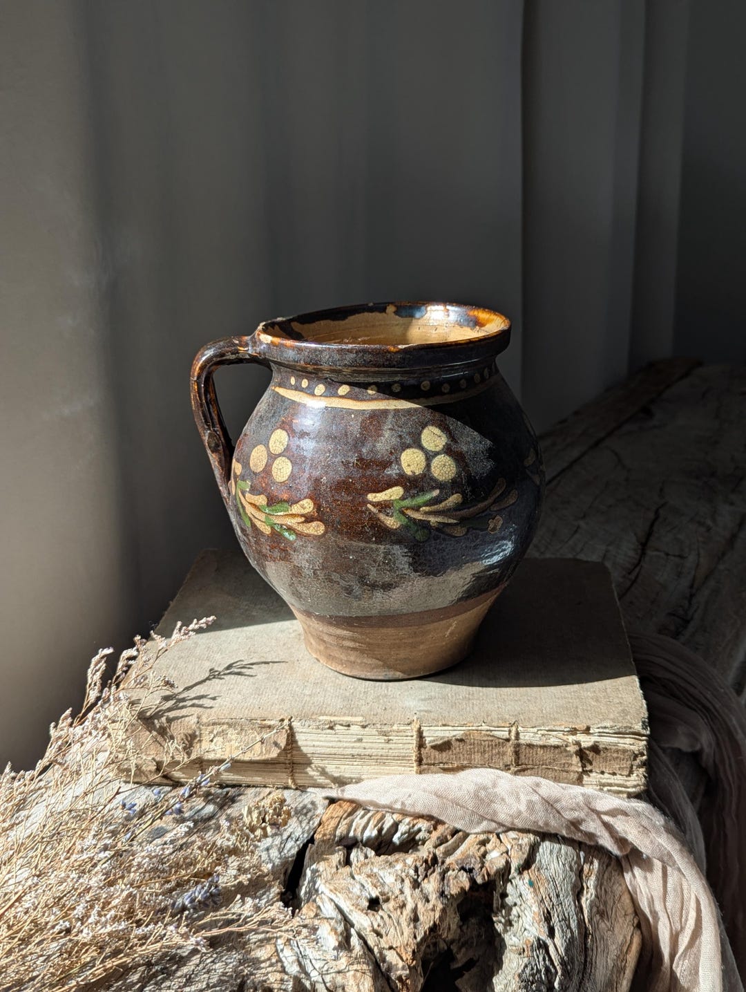 Antique Hungarian Pottery/ Antique Hungarian Hand-painted Vessel/ Small ...