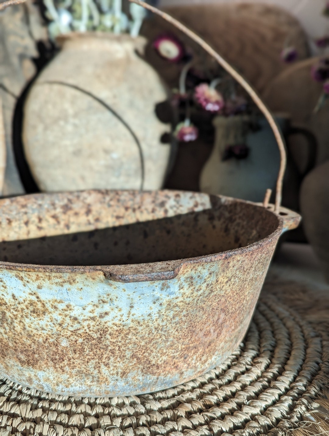 Antique Rusty Cast Iron Pot - Etsy
