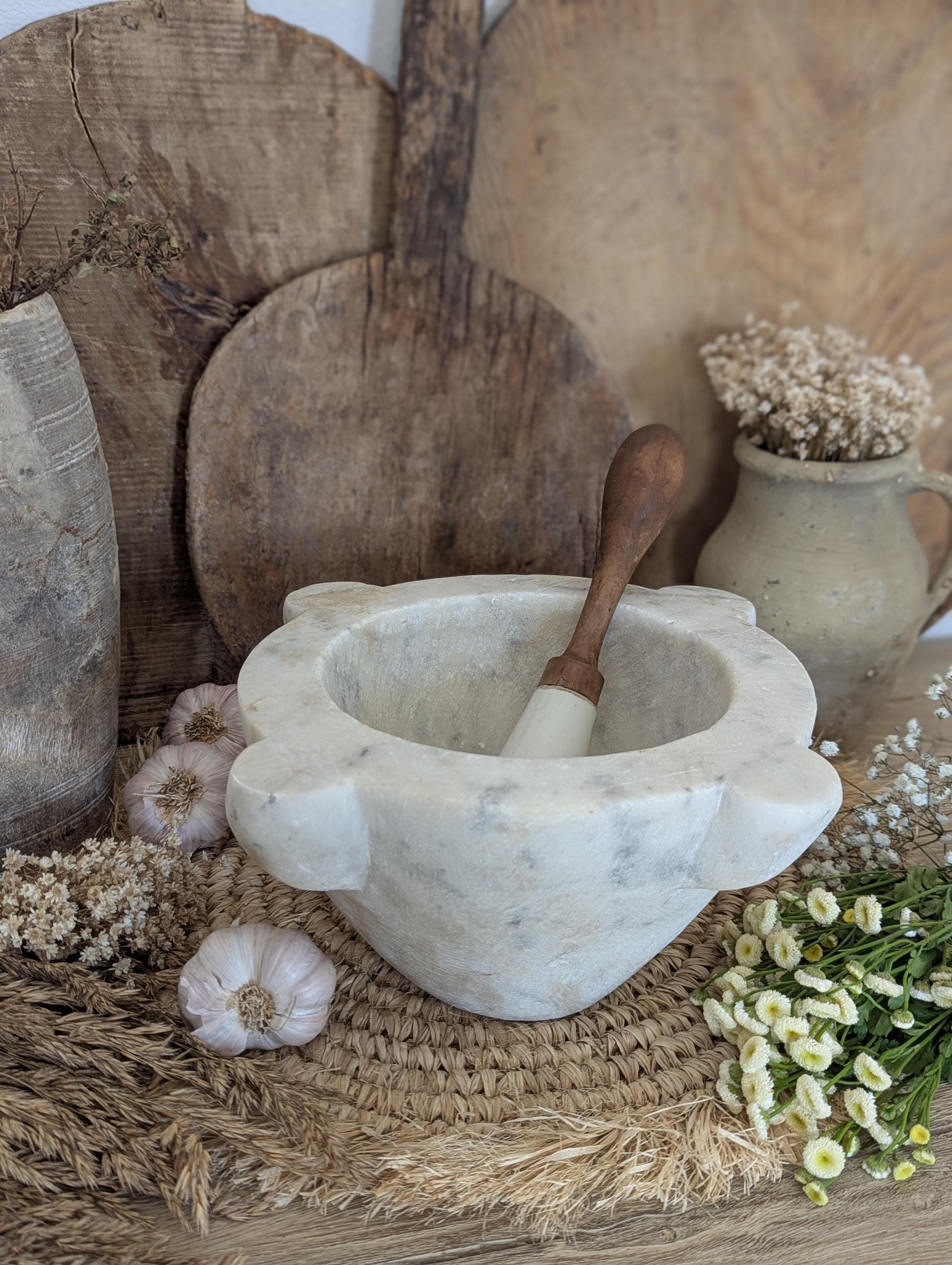 Extra Large French Antique Marble Mortar & Pestle - Etsy