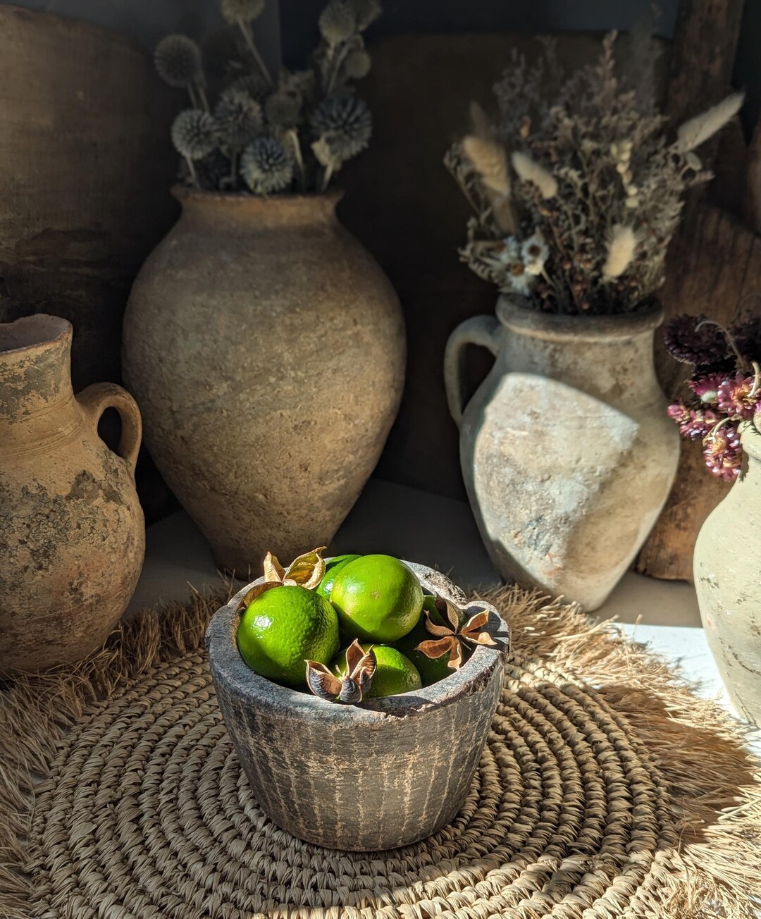 Round Vintage Stone Bowl - Etsy