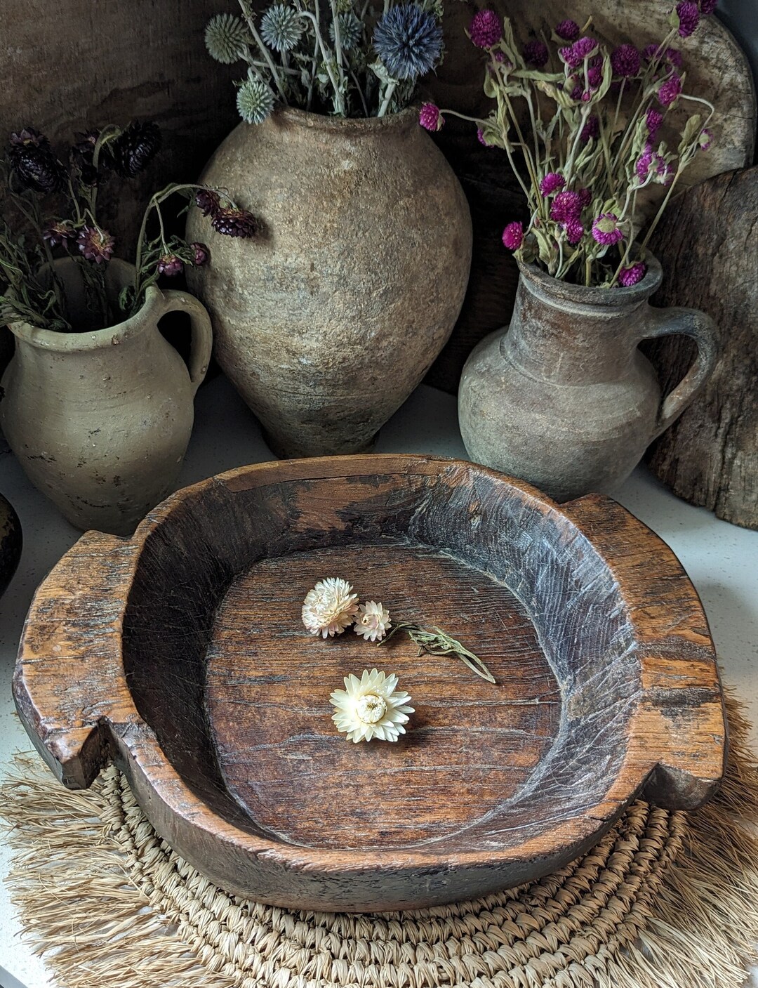 Medium Vintage Wood Parat Bowl - Etsy