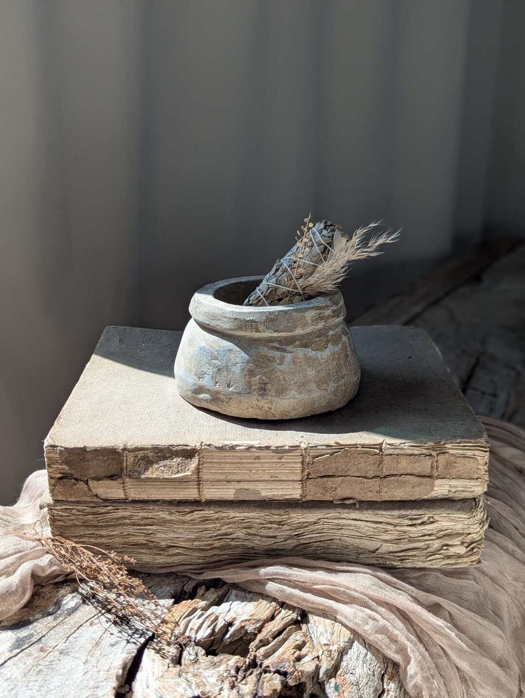 Vintage Light Gray Stone Pickle Pot - Etsy