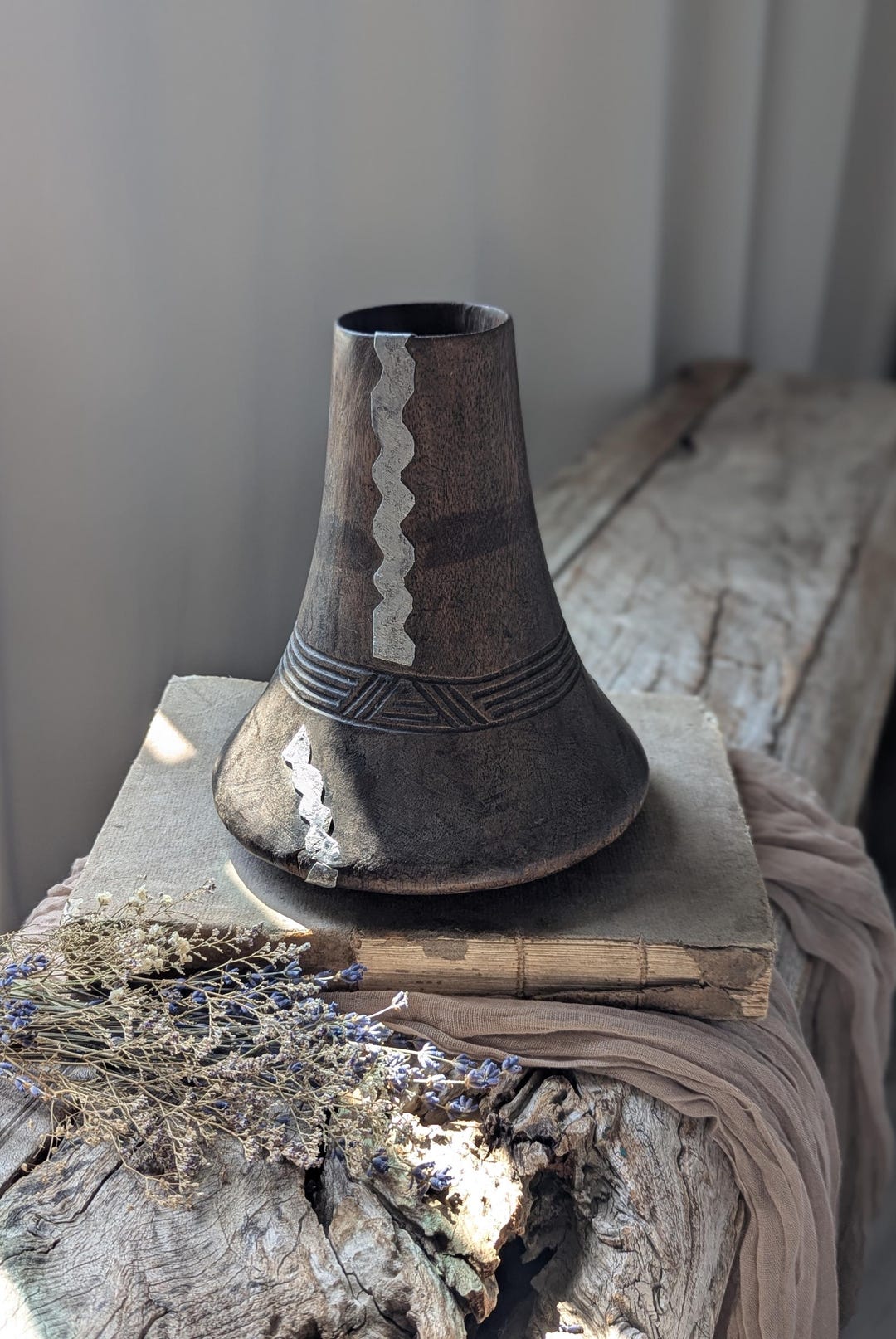 Vintage African Hima Wooden Vase/ African Hama Milk Jug/ African Wooden ...