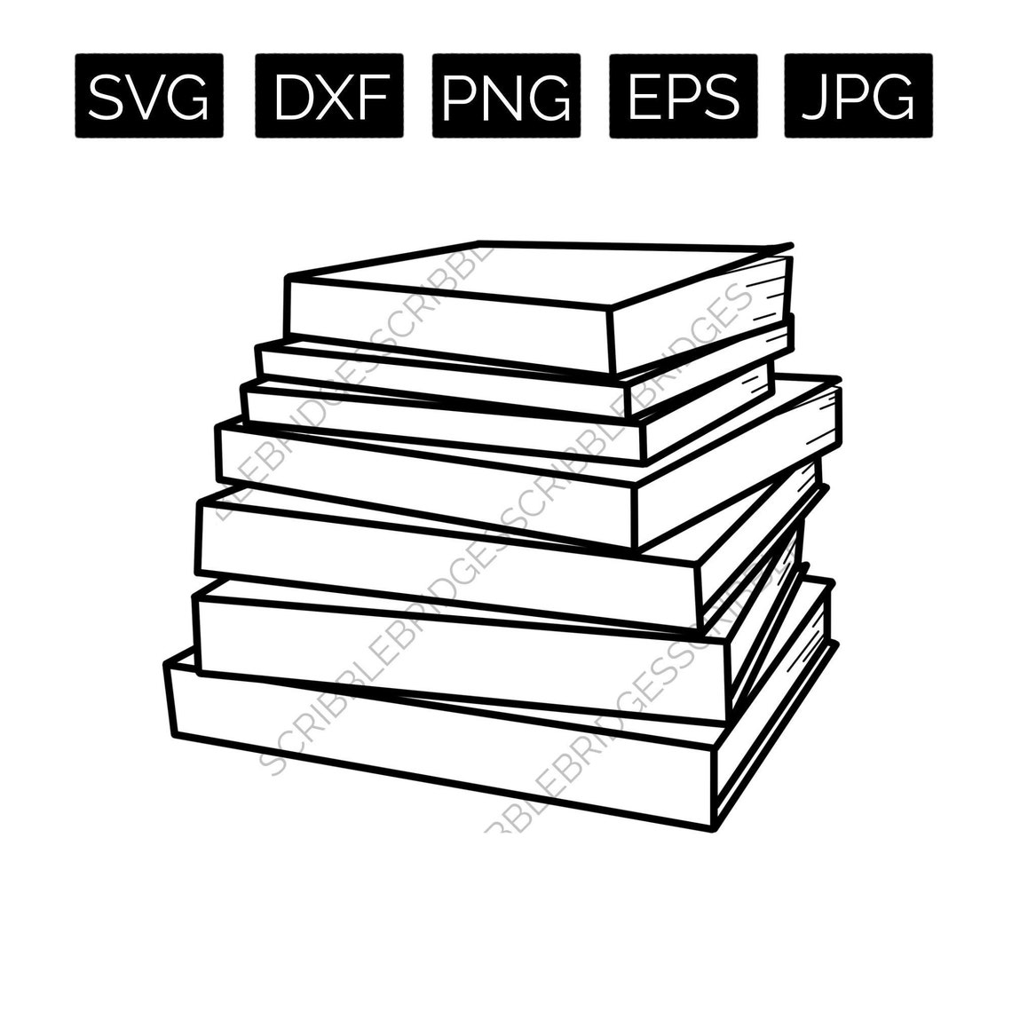 Stacked Books - Black Outline (svg, Jpg, Dxf, Eps, Png) - Etsy