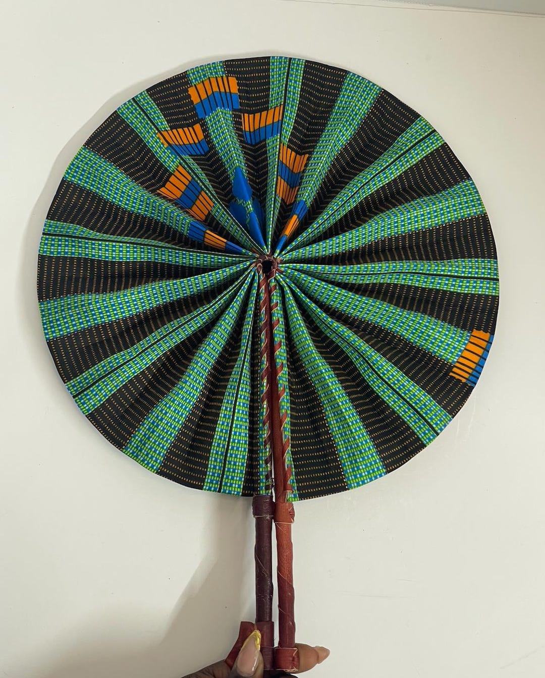 Handmade West African (ghanaian) Fan - Kente Cloth & Leather - Etsy