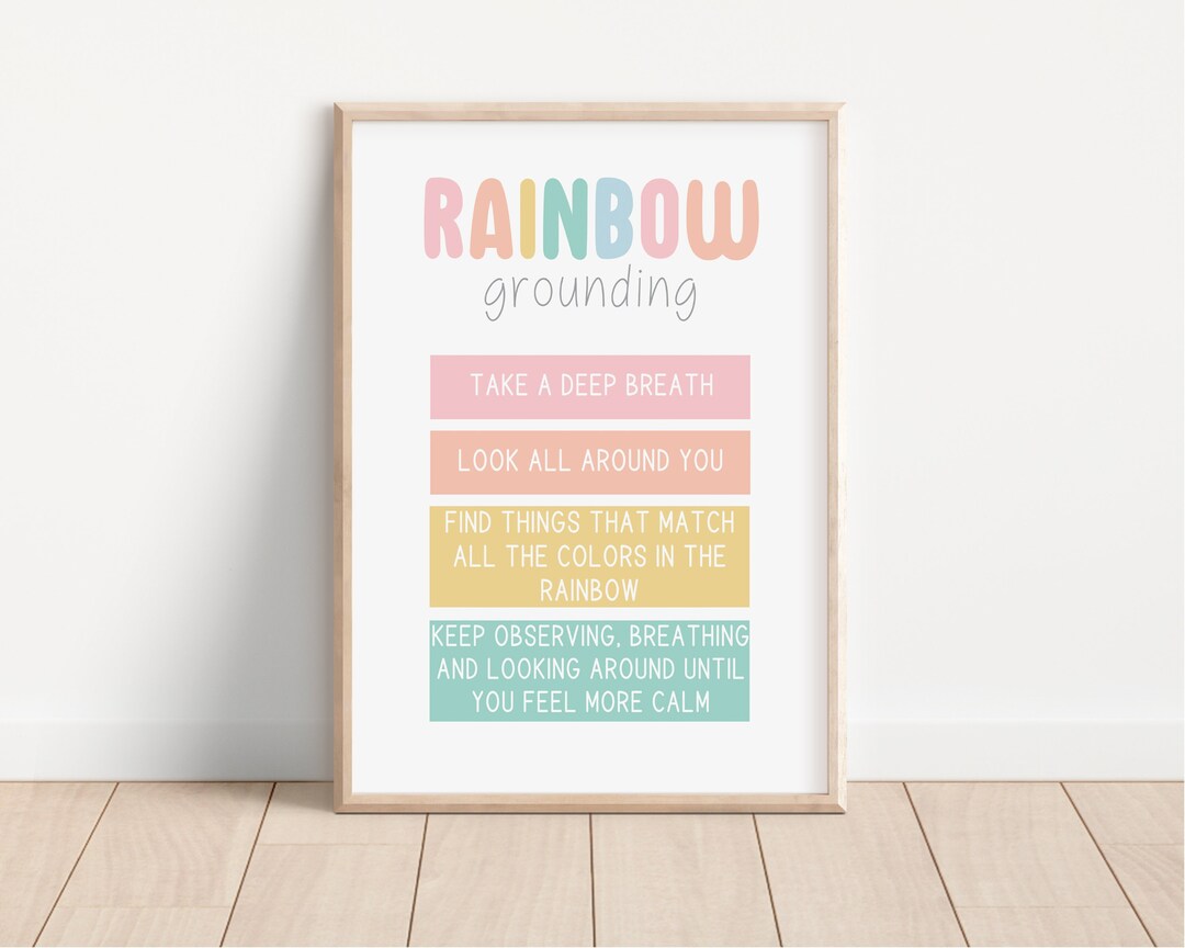 Calm Down Corner Rainbow Grounding Calming Corner Printable - Etsy