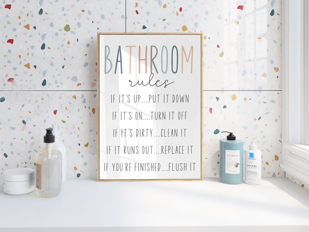 Bathroom Rules Sign, Bathroom Rules, Kids Bathroom Rules, Kids Bath ...