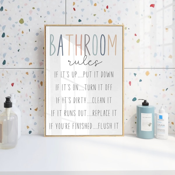 Bathroom Rules for Boys - Etsy